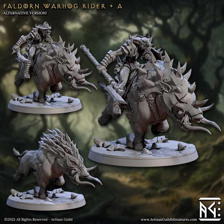 3D Printable Faldorn Warhog Rider - A (Faldorn Hobgoblins) by Artisan Guild